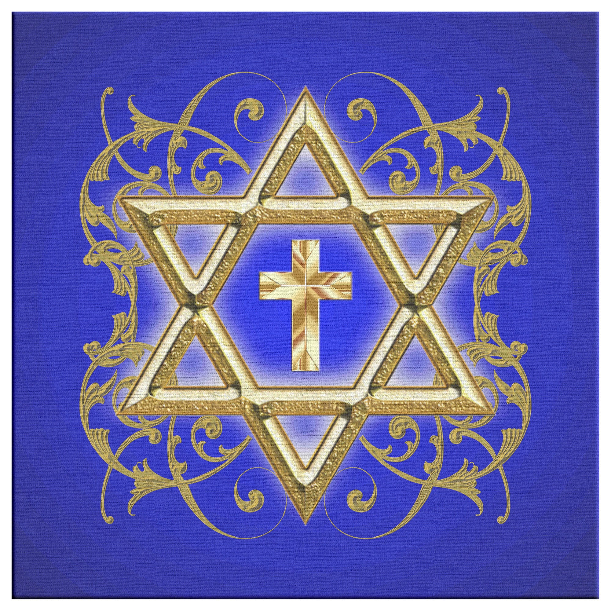 Gold Star of David with Cross Canvas Print – Celtic Art Store / EHR Books