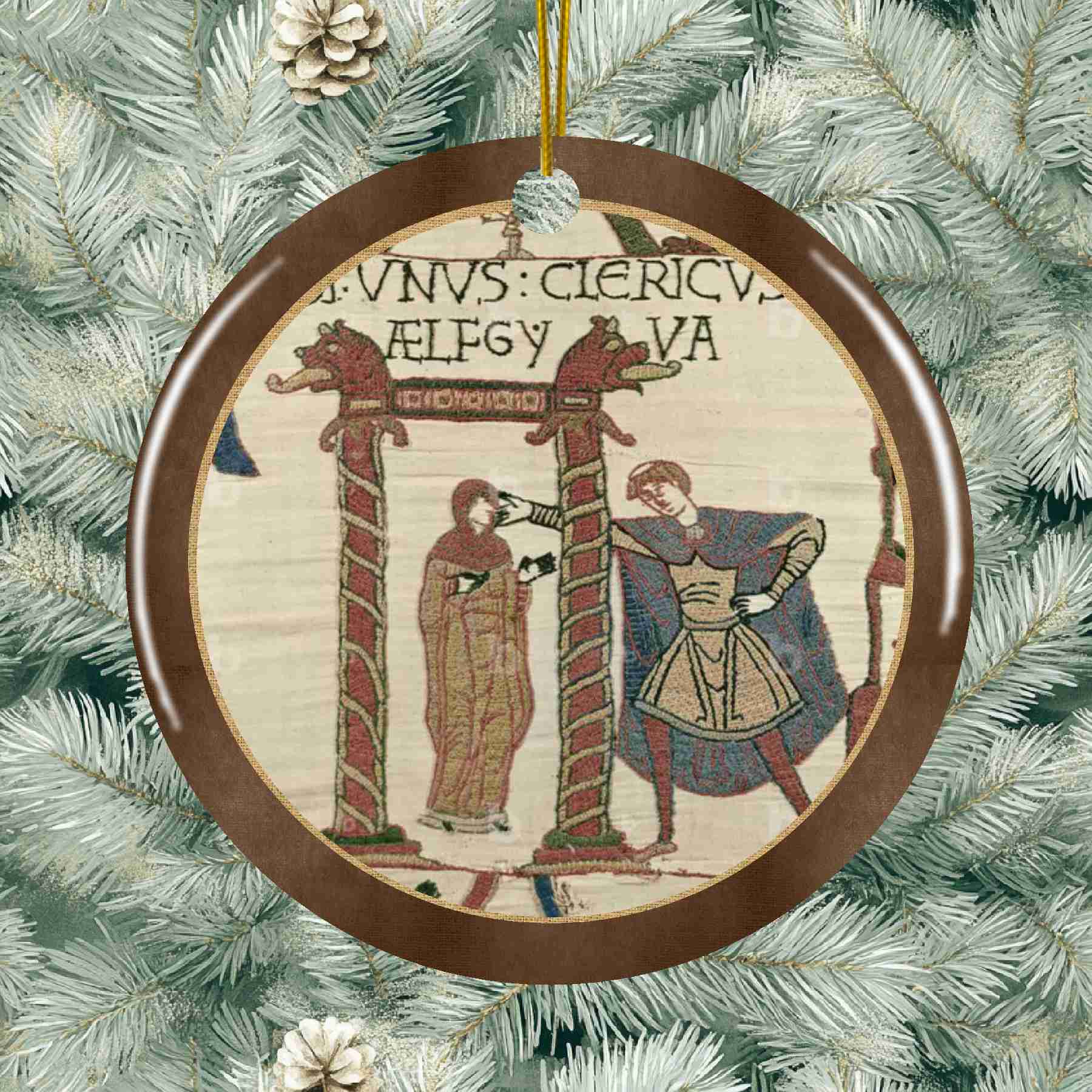 Bayeux Tapestry Ceramic Holiday Ornament - Aelfgy – Celtic Art Store ...