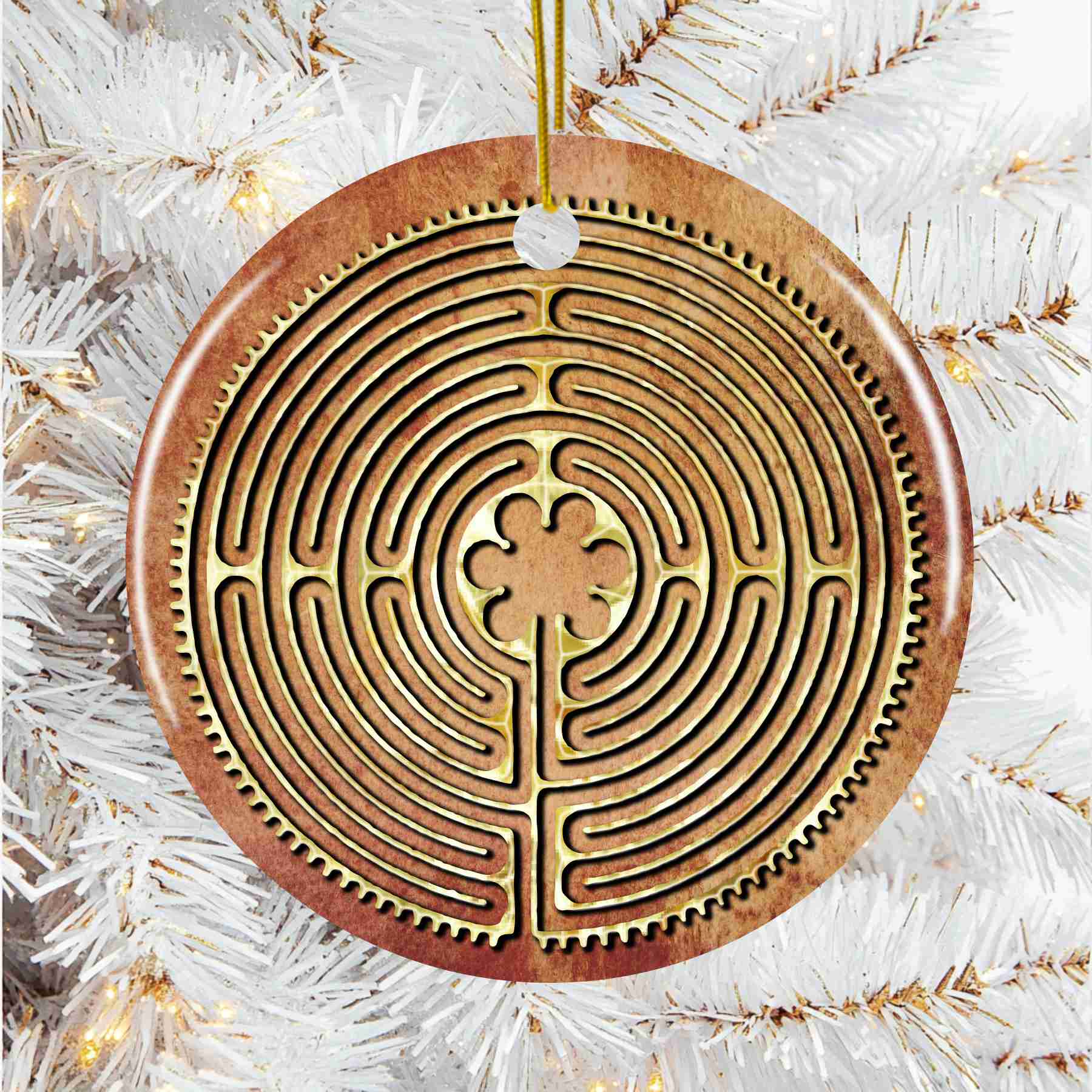 Brown Chartres Cathedral Labyrinth Christmas Ornament – Celtic Art ...