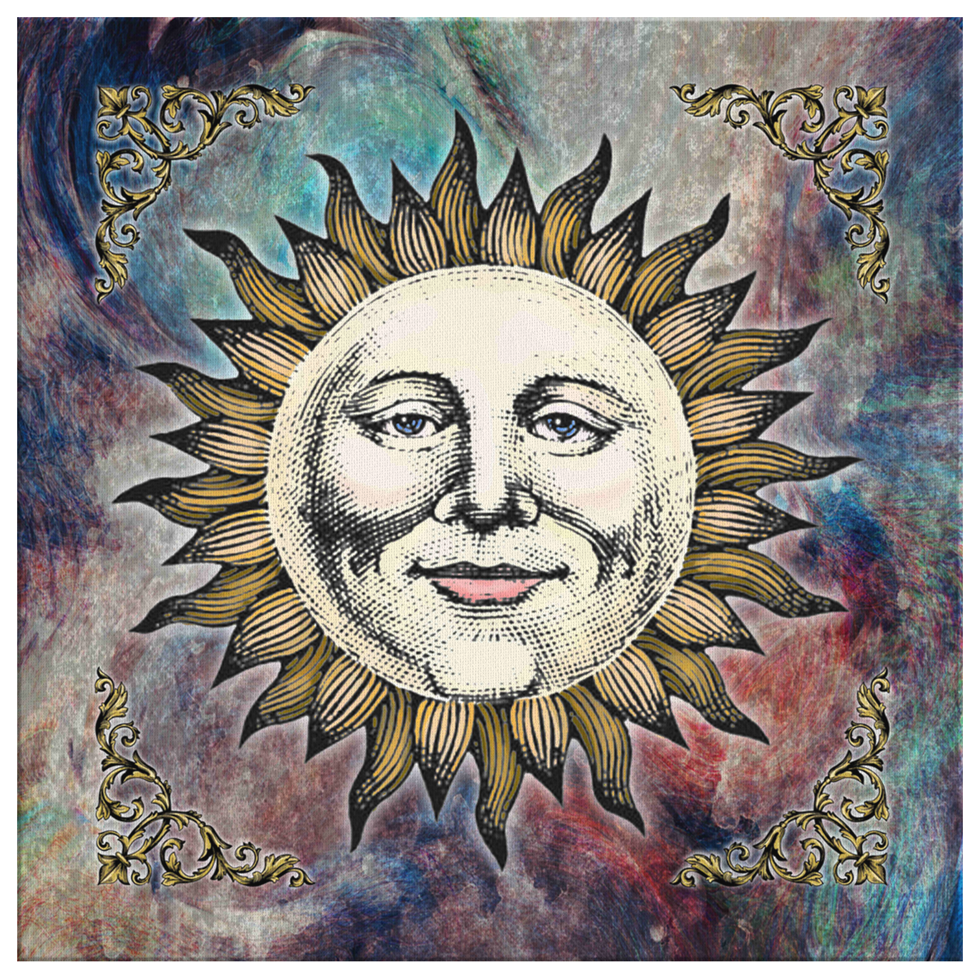 Renaissance Sun Canvas Print - Abstract Multicolored – Celtic Art Store ...